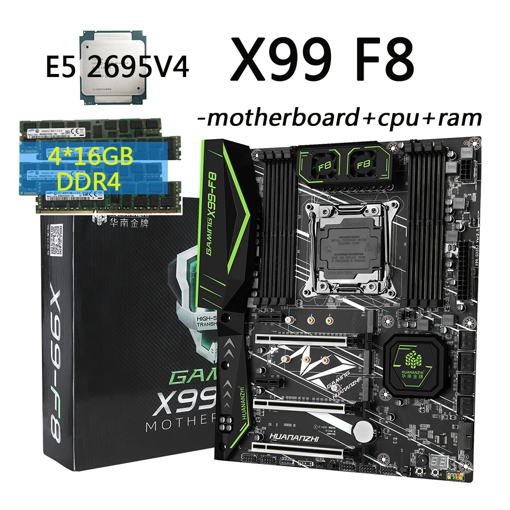 X99-F8-Motherboard-Set-LGA-2011-3-E5-2695-Kit-V4-4x16GB-2400MHz-DDR4 ...