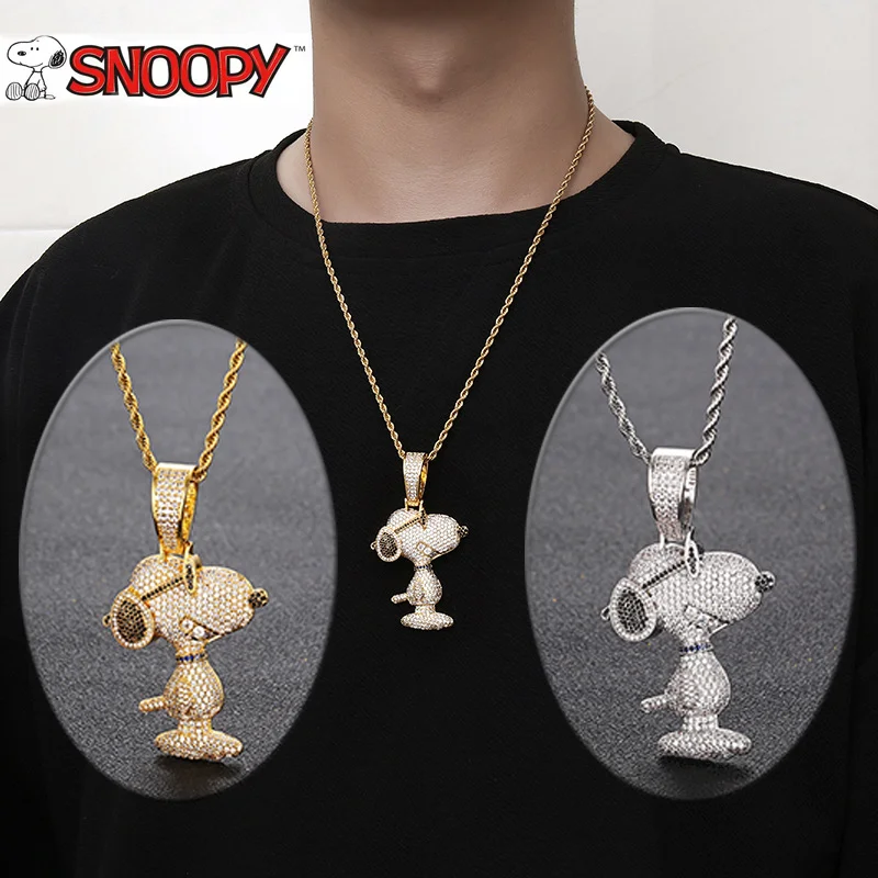 Juego-de-collar-de-Snoopy-con-diamantes-de-circonio-para-parejas ...