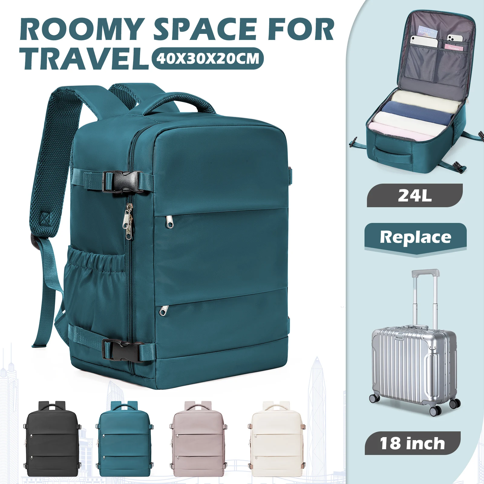 Wizzair Ryanair 40x30x20 Travel Backpack Cabin Luggage Bag Underseat ...