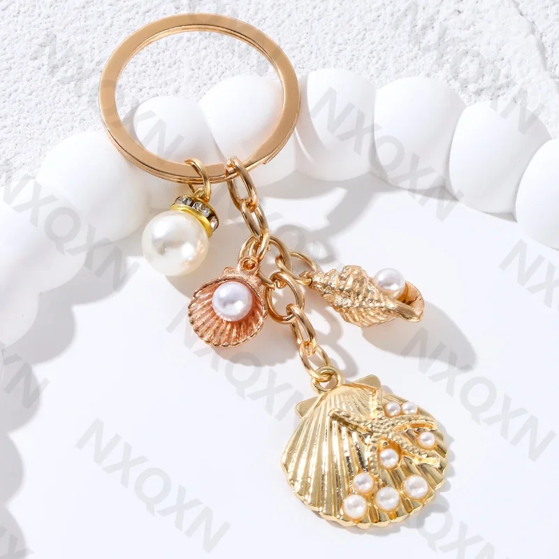 Pretty-Ocean-Preal-Shell-Conch-Enamel-Keychain-Sea-Lives-Key-Ring-For ...