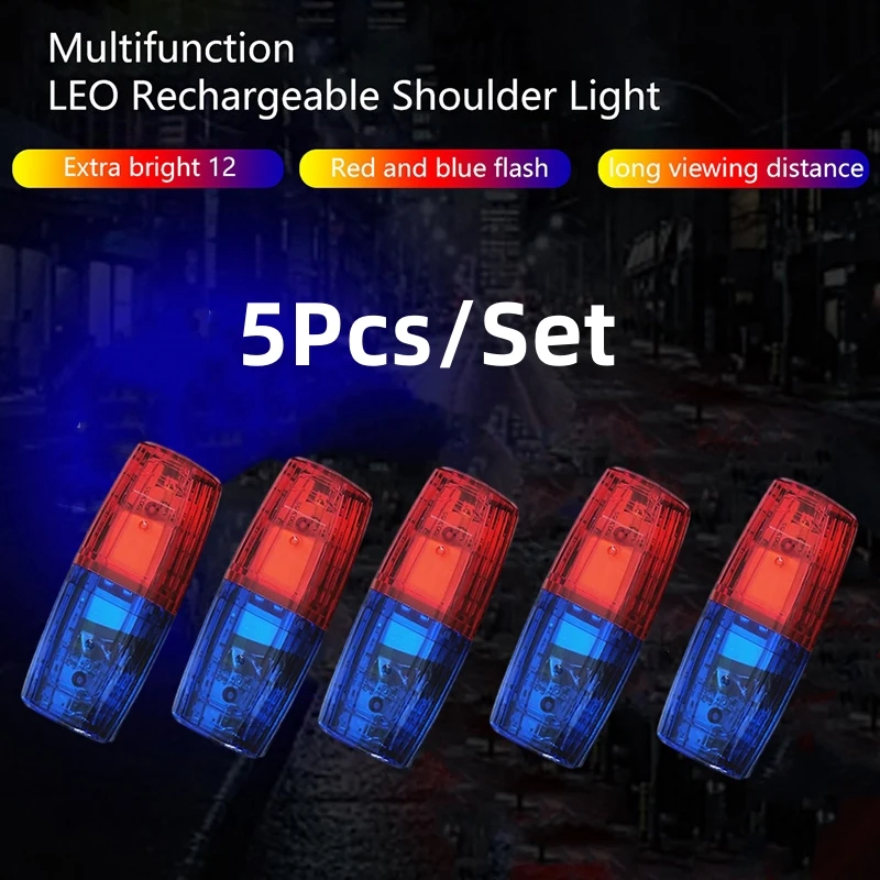 5-3-1Pcs-LED-Red-Blue-Caution-Emergency-Light-Flashing-Shoulder-Lamp ...