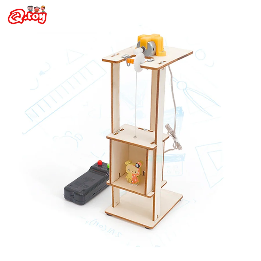 DIY-Electric-Remote-Control-Lift-Elevator-Wooden-Model-Kit-Science ...