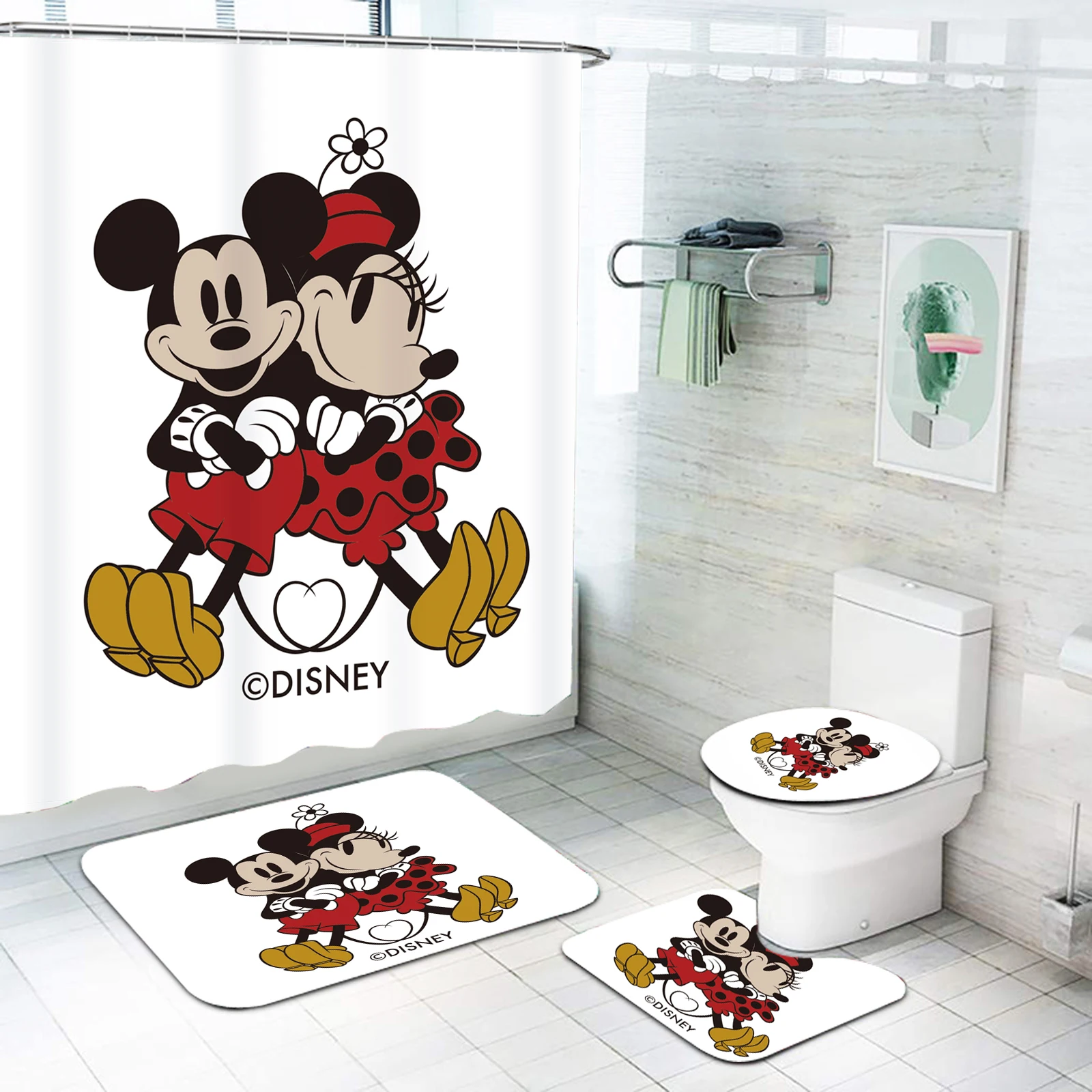 Mickey-Disney-Shower-Bath-Mats-4-Piece-Various-Sizes-Kawaii-Bathroom ...