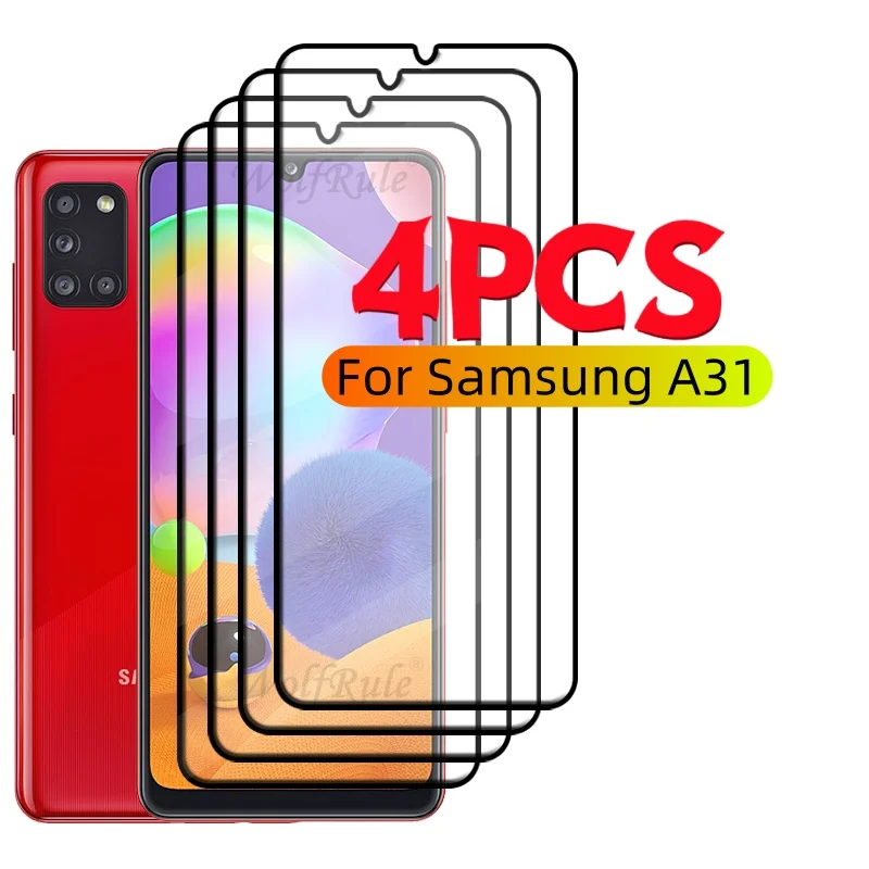 4/3/2/1PCS Full Cover Glass For Samsung A31 Glass Samsung Galaxy A31 ...