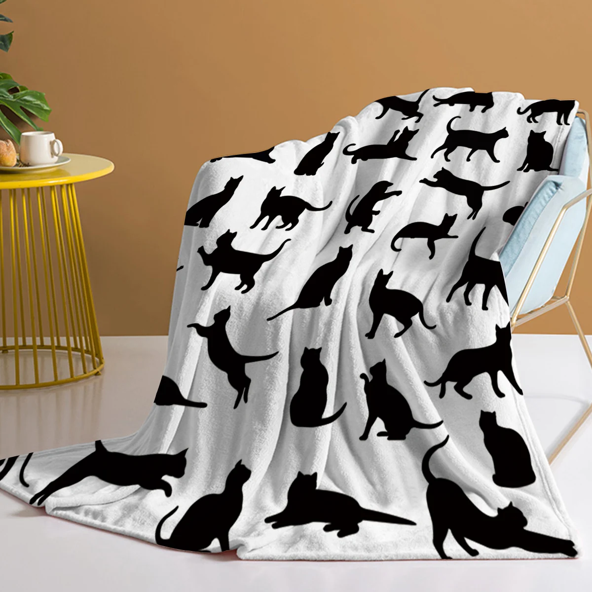 Cute-Cat-Fleece-Throw-Blanket-Black-Cat-in-Different-Forms-Blanket-Cozy ...