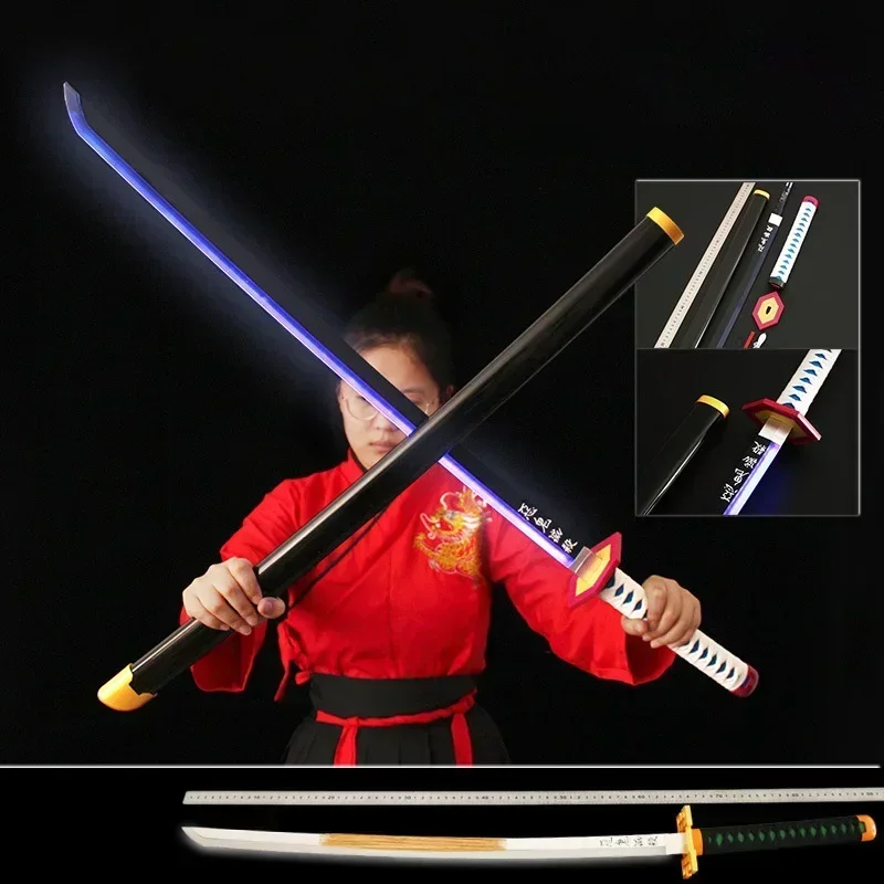 104cm Demon Slayer Anime Katana Nichirin Blade Wooden Samurai Sword ...