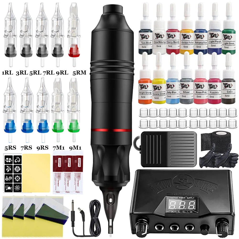 Complete-Tattoo-Machine-Kit-Motor-Rotary-Pen-Set-and-Coil-Tattoo ...