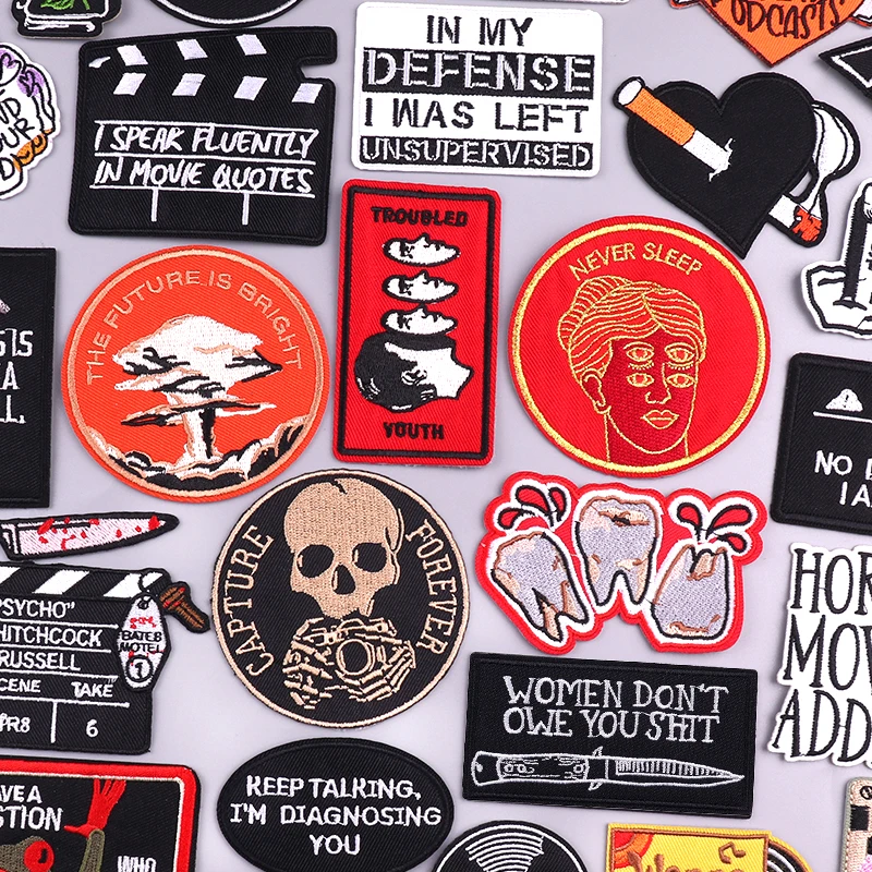 NEW Jackets Backpack Sew Embroidered Patches DIY Punk/Skull Patch Iron ...
