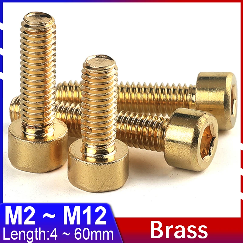 Brass-Hexagon-Socket-Head-Machine-Screw-Flat-Thread-Cup-Head-Bolts ...
