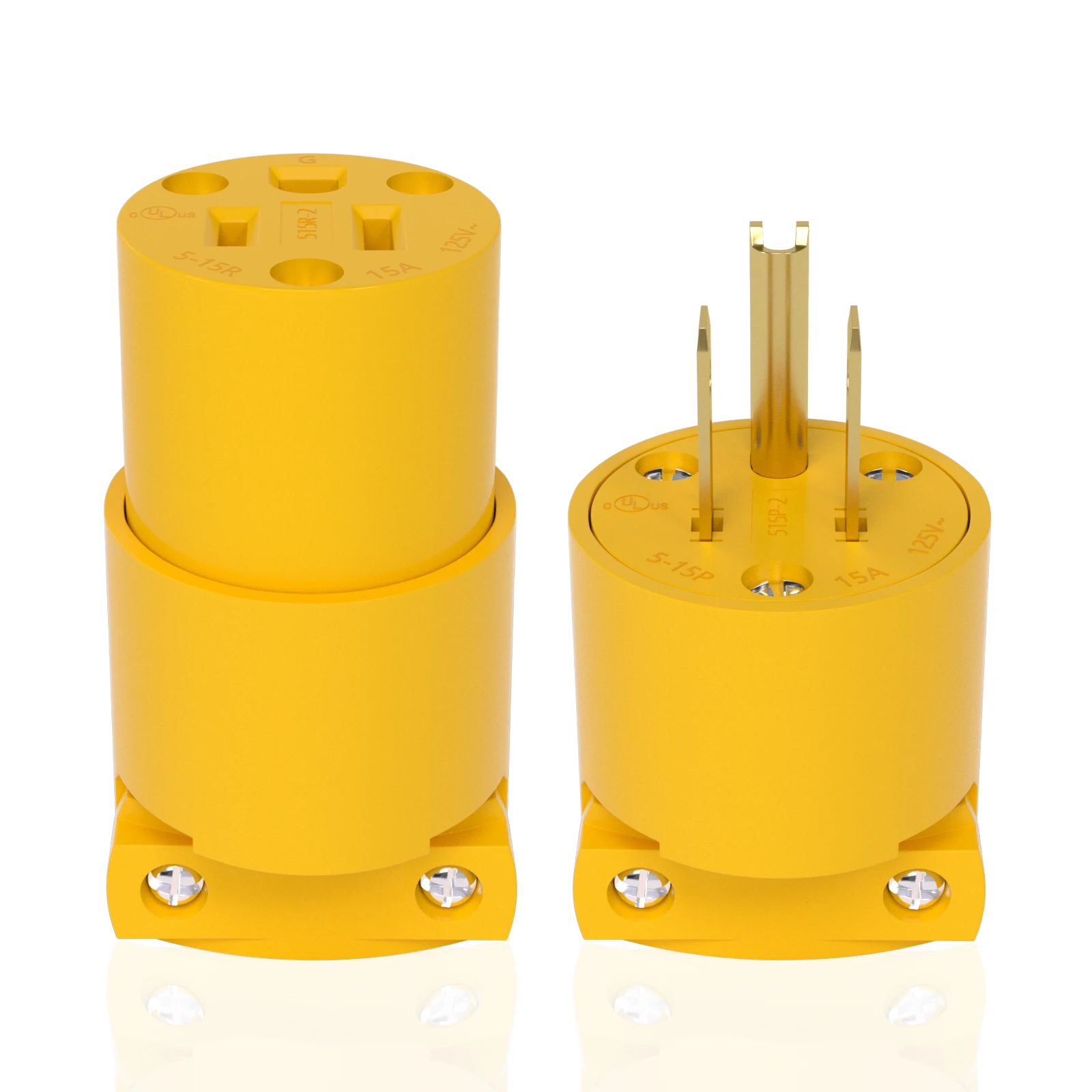 APIELE-US-American-NEMA-5-15P-5-15R-15A-125V-2Pole-3Wire-Yellow-Shell-3 ...