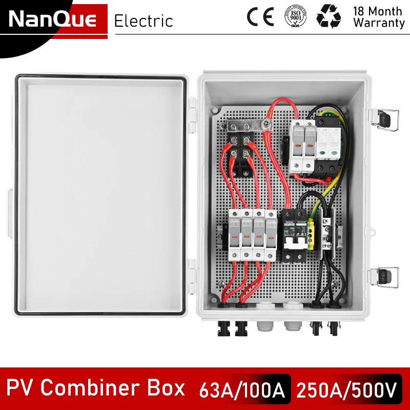 Plastic PV Combiner Box DC250V 500V 4 6 String 63A 100A Solar Battery ...