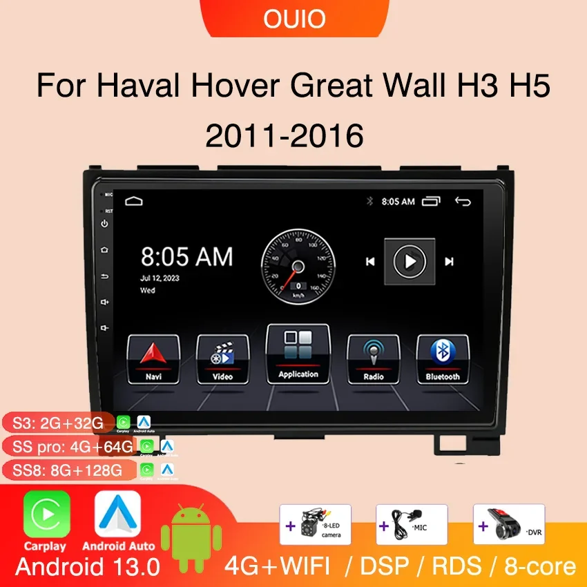 8GB-128GB-Android-13-radio-For-Haval-Hover-Great-Wall-H3-H5-2011-2016 ...