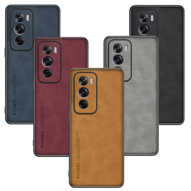 For-Reno12-Pro-5G-Frosted-PU-Leather-Cover-Case-Matting-Anti-Shock-Hard ...