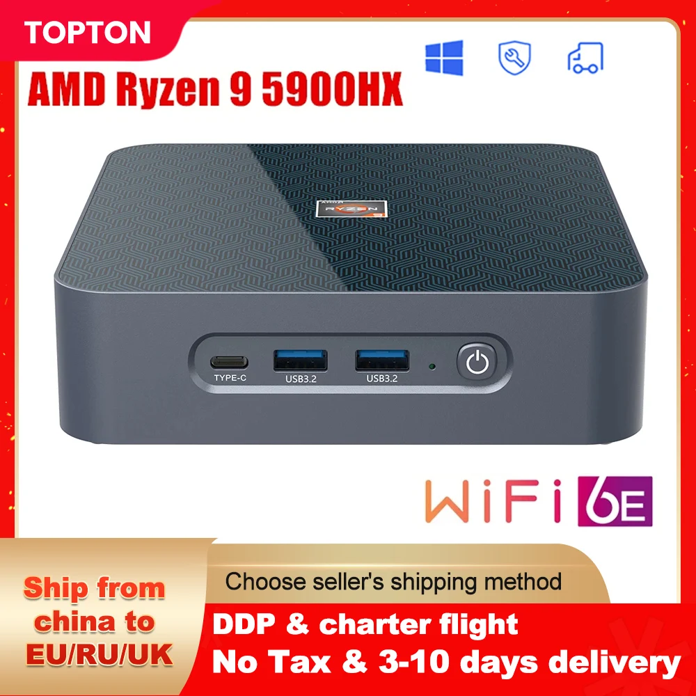 AMD Ryzen Mini PC Ryzen 9 5980HX 7 5800H Windows 11/10 Dual LAN NVMe ...