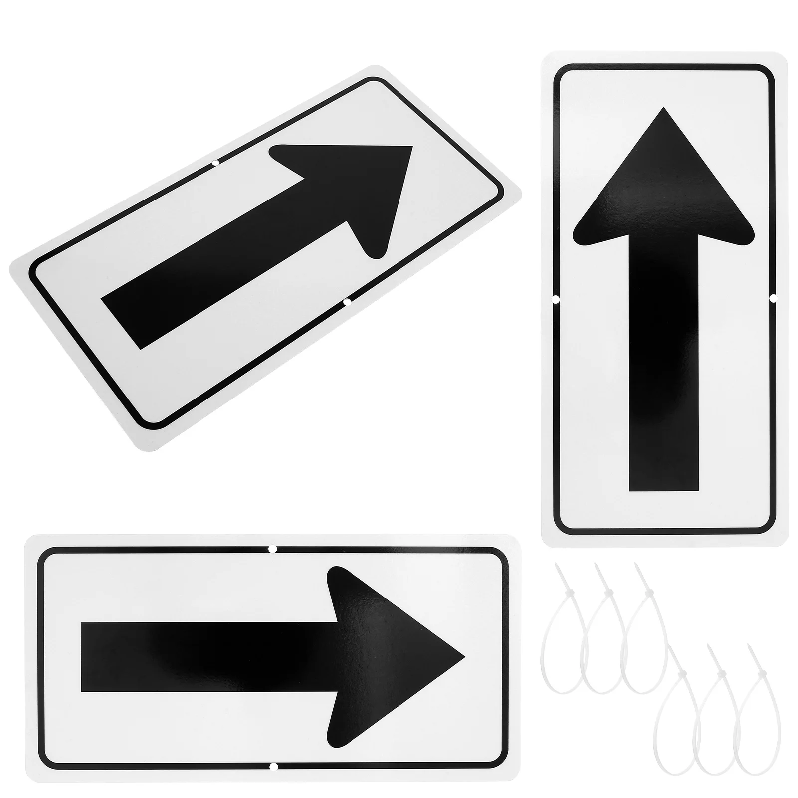6/3pcs Arrow Signs Aluminum Reflective Directional Sign Road Signs ...