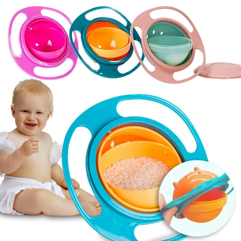 360 Degree Rotation Gyro Bowl Spill Resistant Baby Feeding Dishes for ...