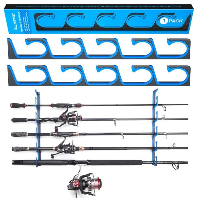 PLUSINNO H5 Horizontal Wall or Ceiling Mounted Fishing Rod Pole Holders ...