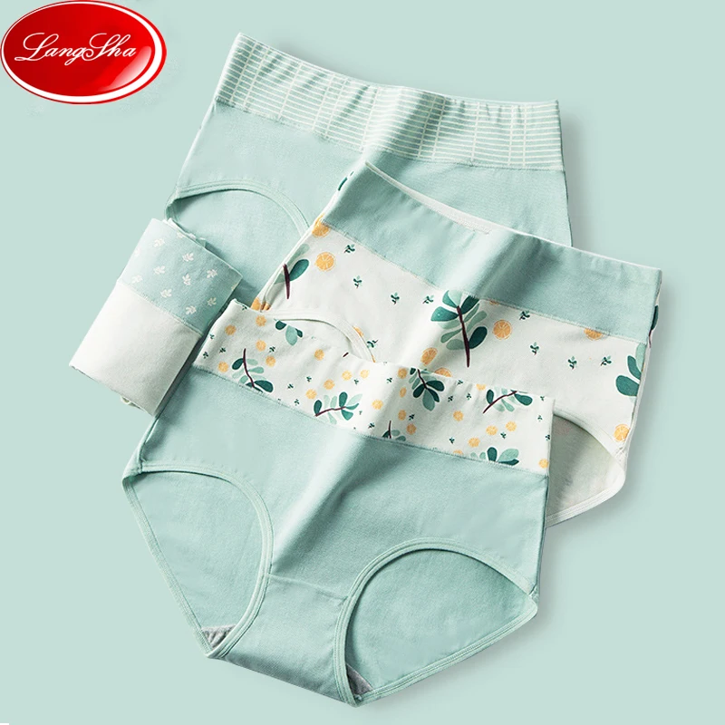 Bragas-de-cintura-alta-para-mujer-ropa-interior-c-moda-de-algod-n-con ...