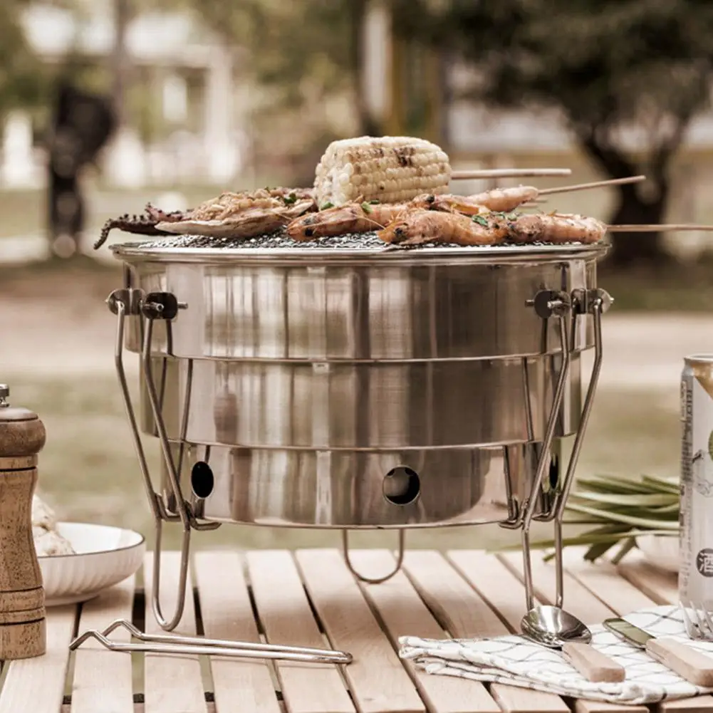 Argent Fourneau à charbon pliable pour barbecue, Camping pique-nique ...