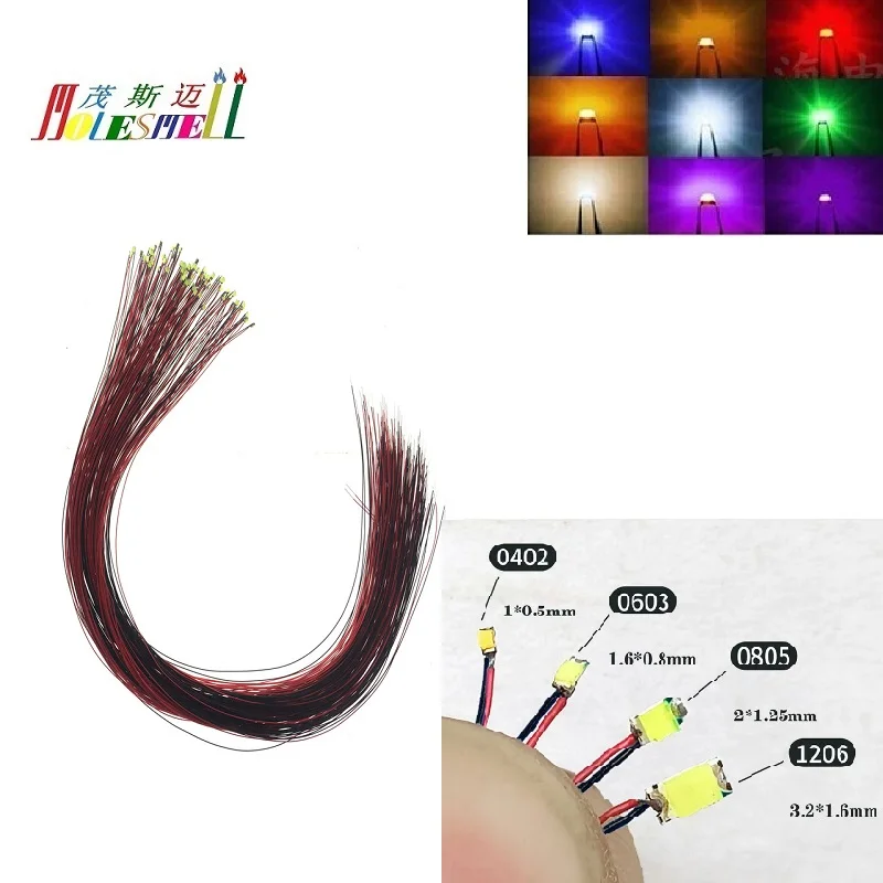 10pcs-3V-0402-0603-0805-1206-Led-SMD-30CM-Wire-For-House-Model-Red ...