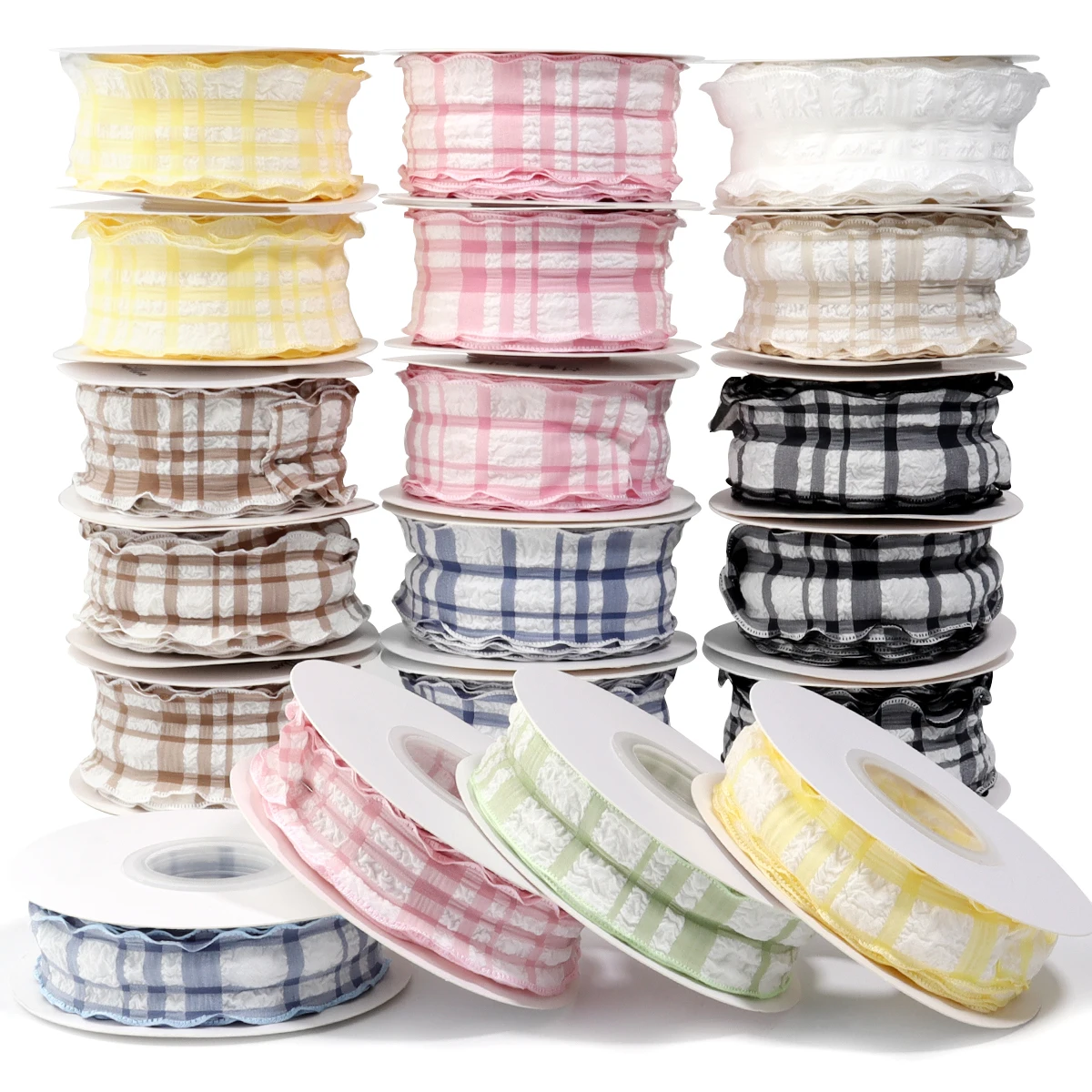 10yards-Polyester-Pleated-Ribbon-Colorful-Plaid-Satin-Ribbons-for ...
