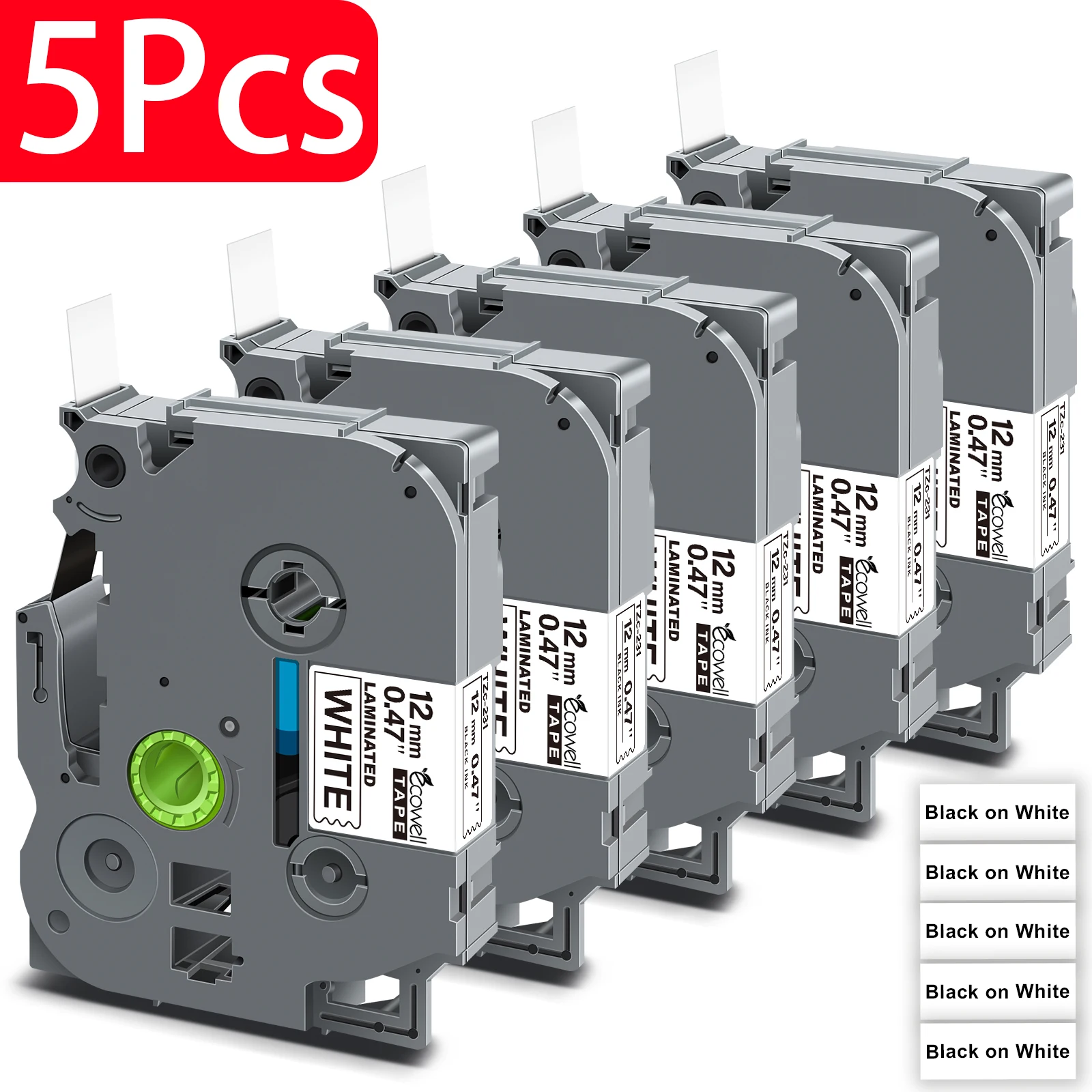 5PK-231-TZ-White-Label-Tape-Compatible-for-Brother-231-131-431-531-631 ...