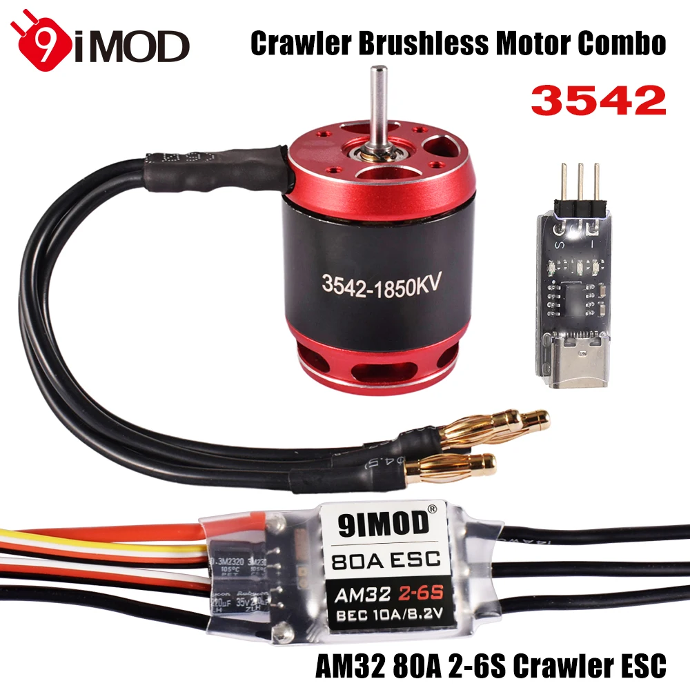 9IMOD-RC-Brushless-Combo-AM32-80A-ESC-Brushless-3542-1850-2250KV-Motor ...