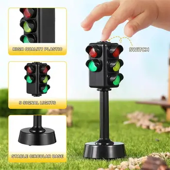 2pcs Kids Traffic Signal Light Toy Model Mini Traffic Signal Light With ...