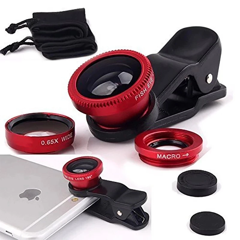 3in1 Fisheye Wide Angle Micro Camera Lens For iPhone Xiaomi Redmi 3IN1 ...