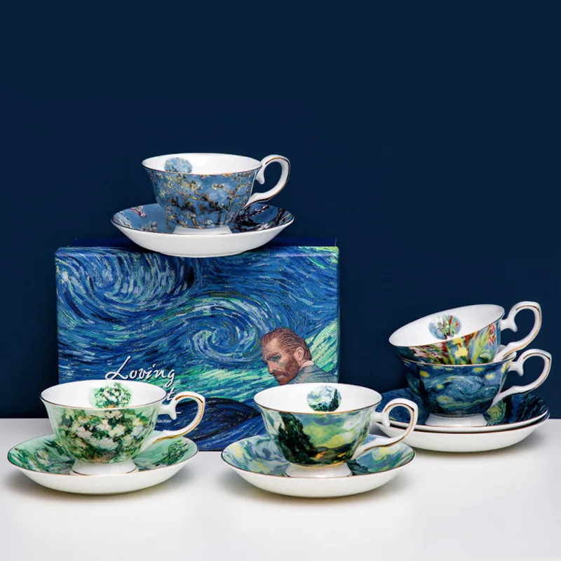 Van-Gogh-Bone-China-Coffee-Cup-Set-English-Afternoon-Tea-Small-Luxury ...