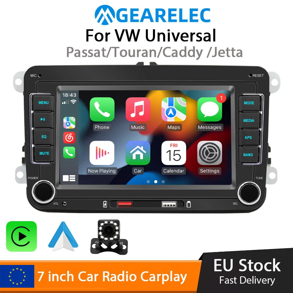 7-inch-Car-Radio-Wireless-CarPlay-Android-Auto-For-VW-Passat-Touran ...