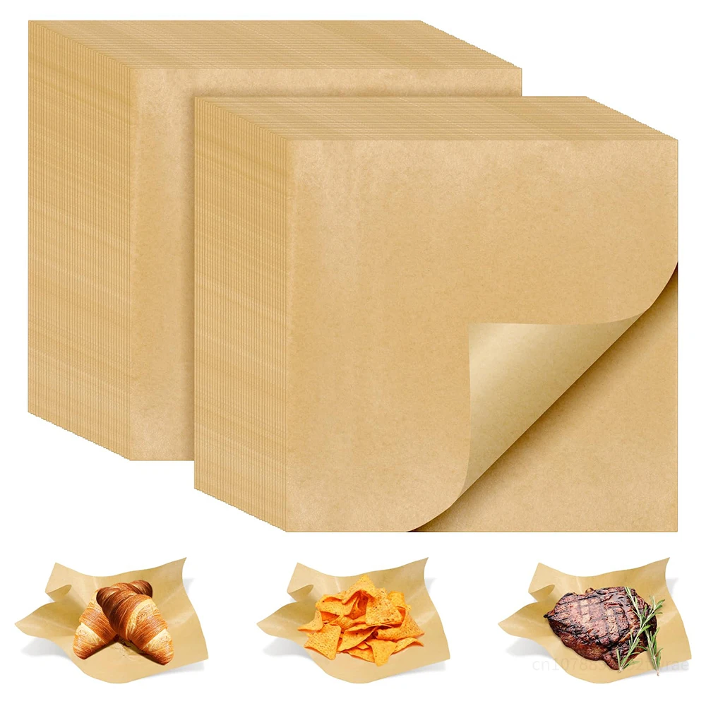 200Pcs-Kraft-Wax-Paper-Sheets-22x22CM-Grease-Proof-Sandwich-Wrapping ...