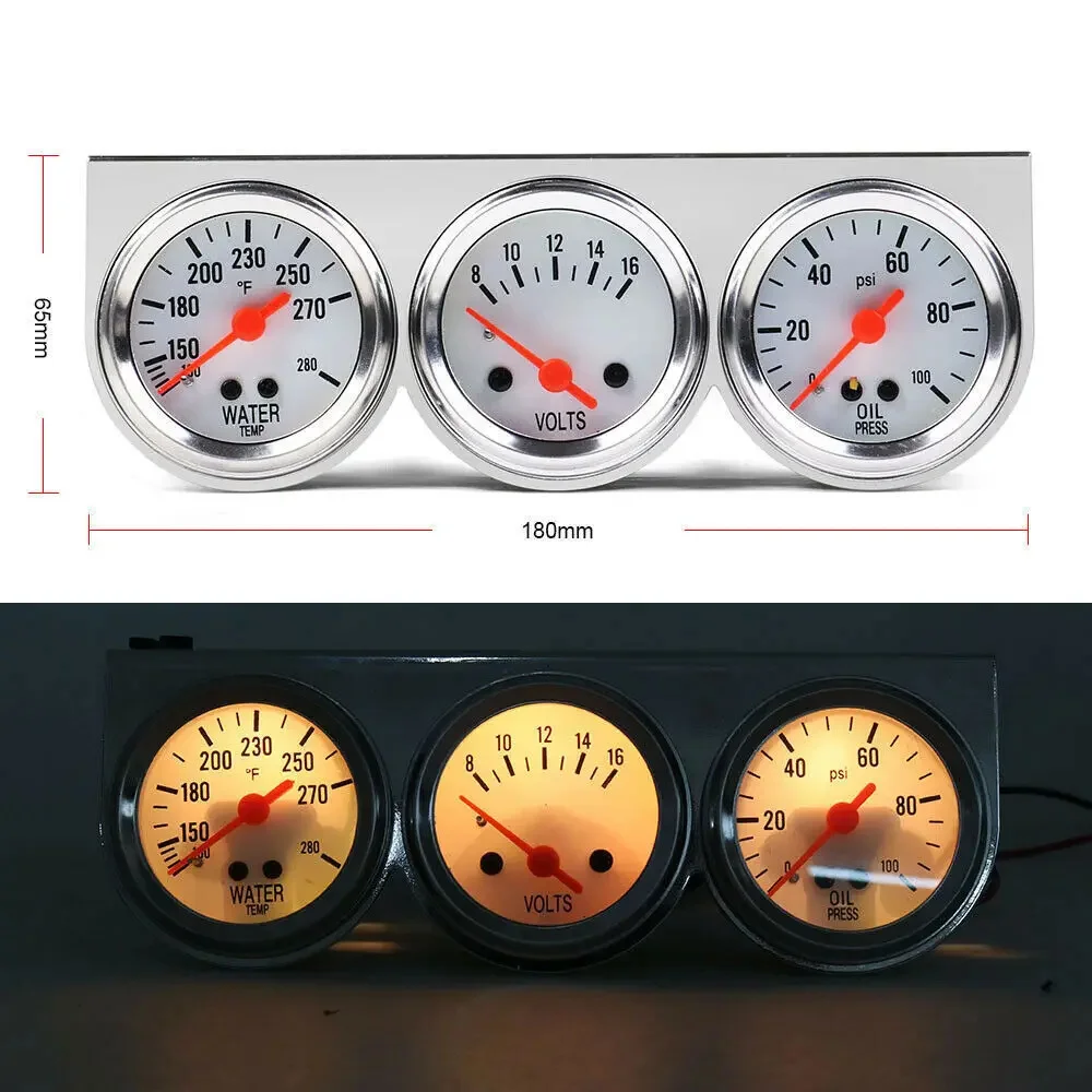 Car-Oil-Volt-Water-Gauge-Triple-Gauge-Kit-Oil-Volt-Water-Gauge-3-in-1 ...