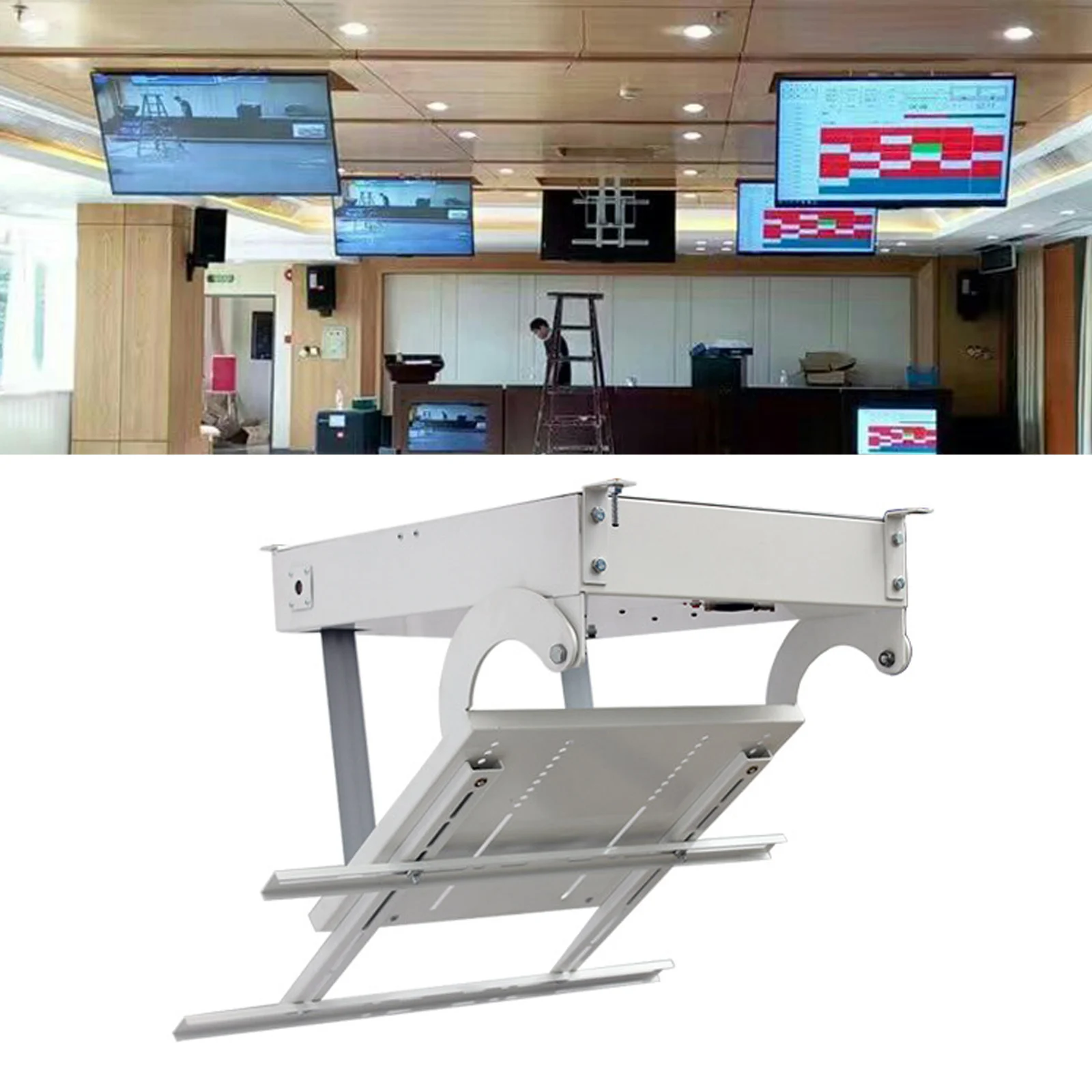 Heavy-Duty-Electric-Motorised-TV-Bracket-Hanger-Ceiling-Mount-Remote ...