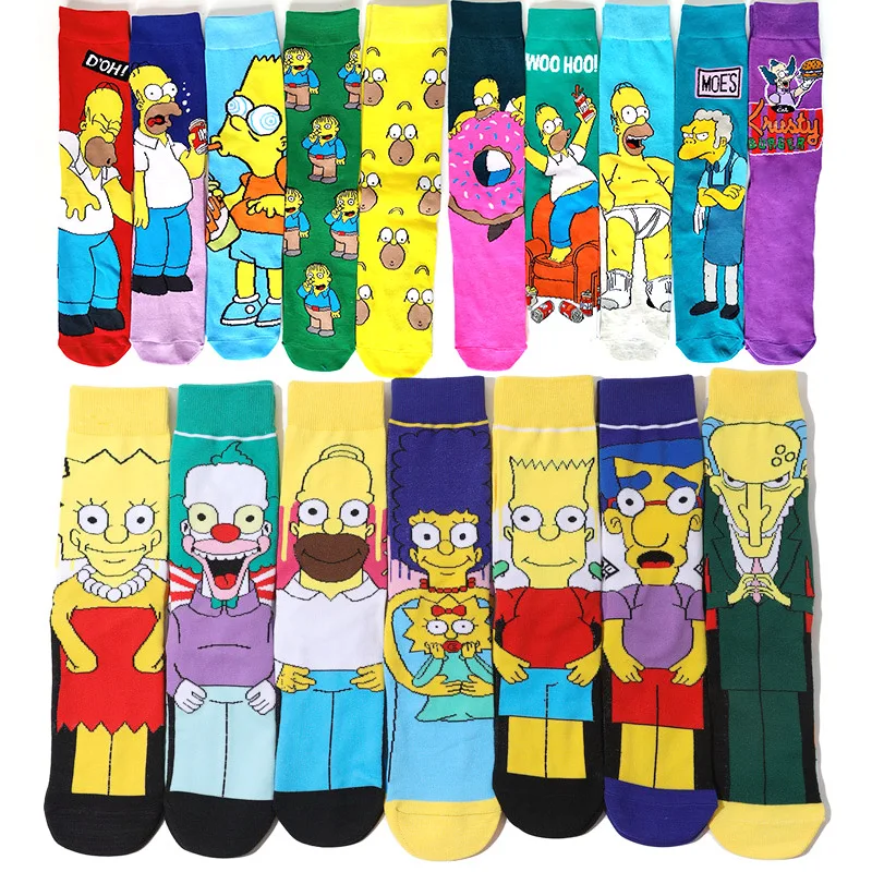 Disney-Simpsons-Cartoon-Anime-Socks-Men-Happy-Funny-Hip-Hop-Print ...