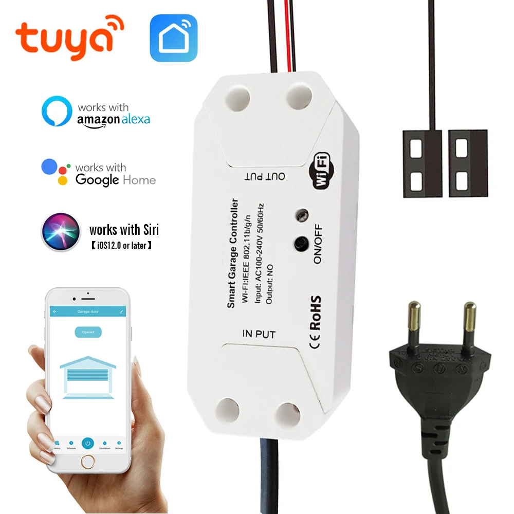 WiFi Smart Garage Door Opener Controller Switch Tuya APP Control Works ...