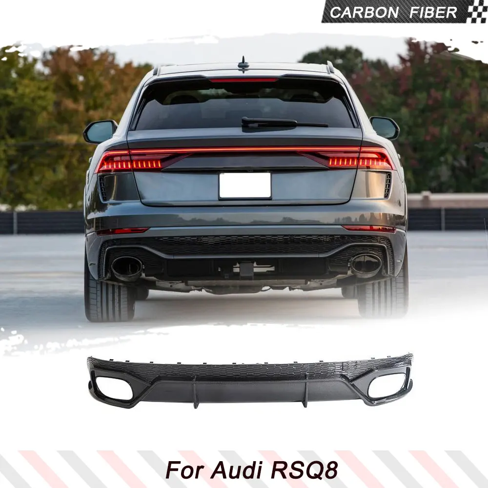Carbon-Fiber-Car-Rear-Bumper-Diffuser-Spoiler-For-Audi-RSQ8-2020-2023 ...