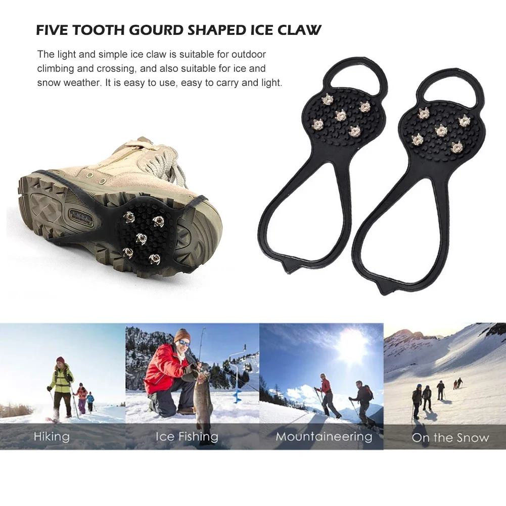 1Pair-5-Spikes-Kids-Anti-Skid-Snow-Ice-Gripper-Climbing-Shoe-Spikes ...