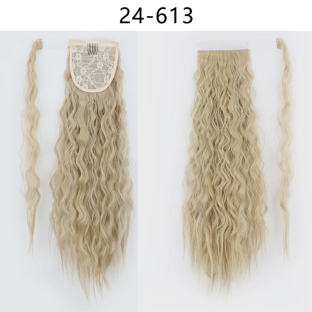 Synthetic 34 inch wavy / straight ponytail hair extensions