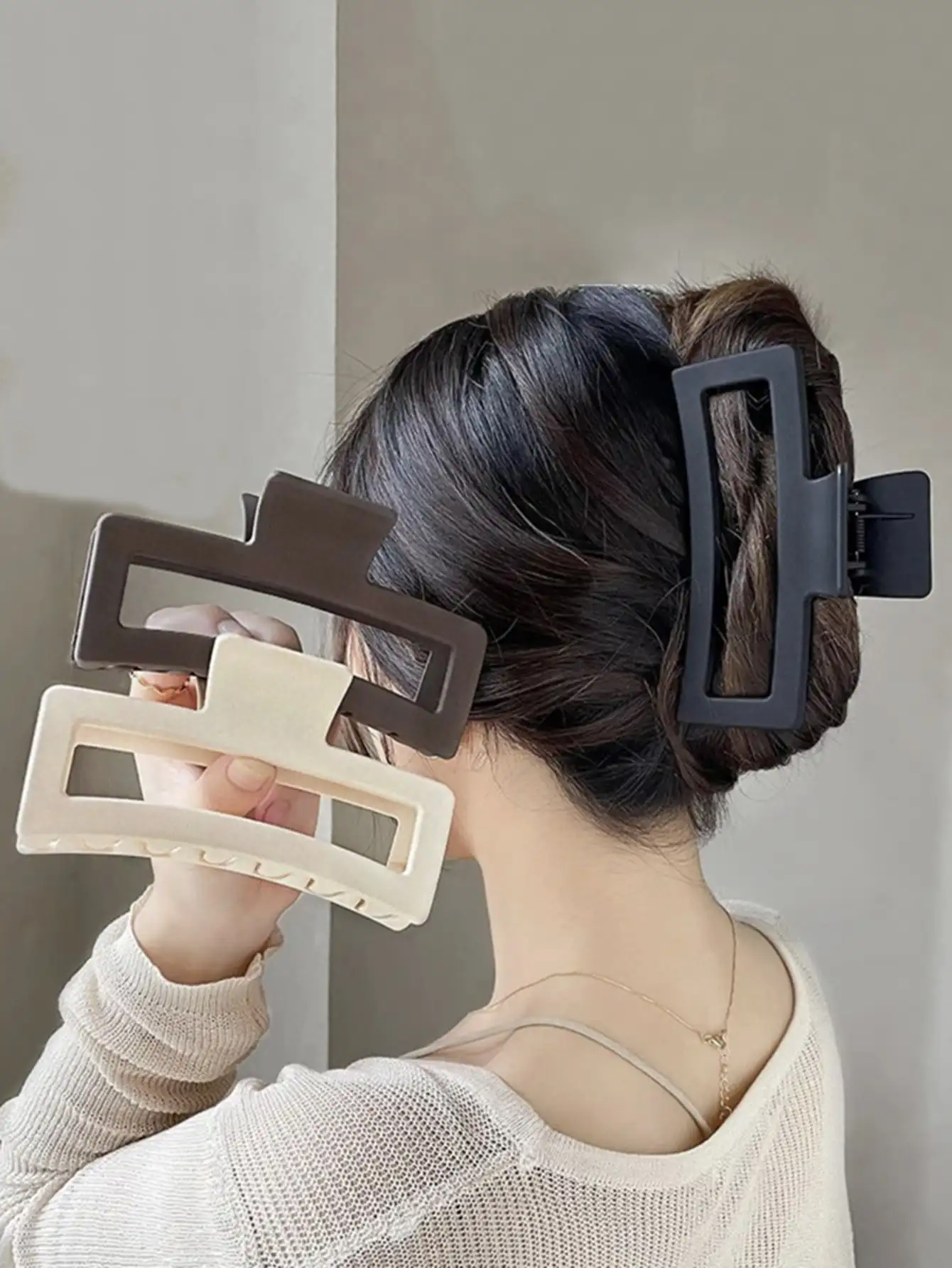 3pcs-Oversized-Square-Matte-Hair-Claw-Clip-Non-Slip-Strong-Hold-Grip ...