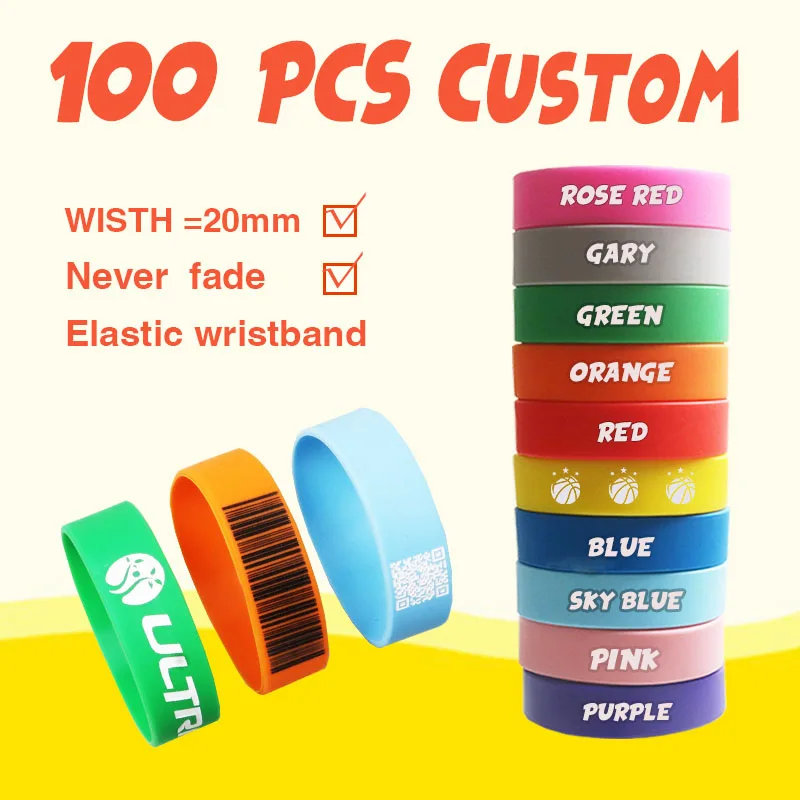 100pcs-50pcs-Widened-Customized-Bracelet-QR-Code-Logo-Wristband ...