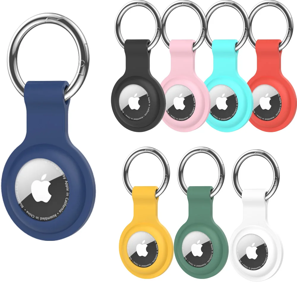 Keychain-for-Apple-AirTag-Silicone-Protective-Case-Cover-Key-Chain-Anti ...