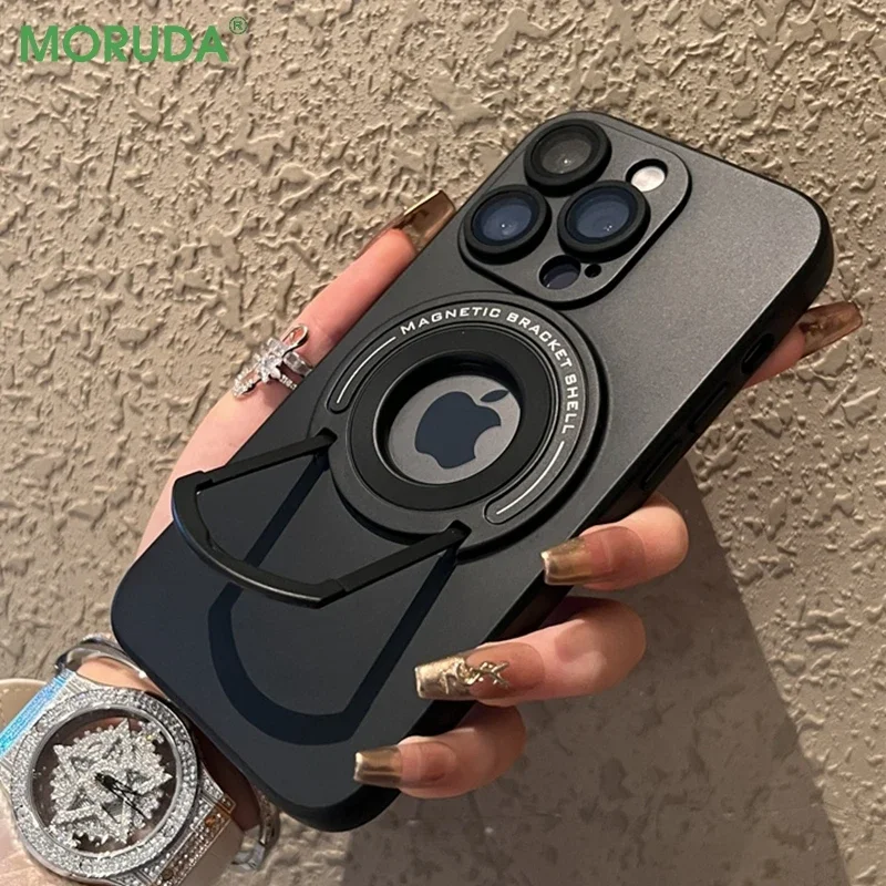 Magnetic-Fold-Bracket-Matte-Case-for-iPhone-14-15-16-ProMax-11-12-13-15 ...