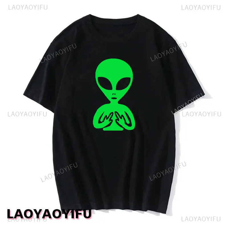 Middle-Finger-Green-Alien-printed-T-Shirt-Funny-90s-Hipster-Graphic ...