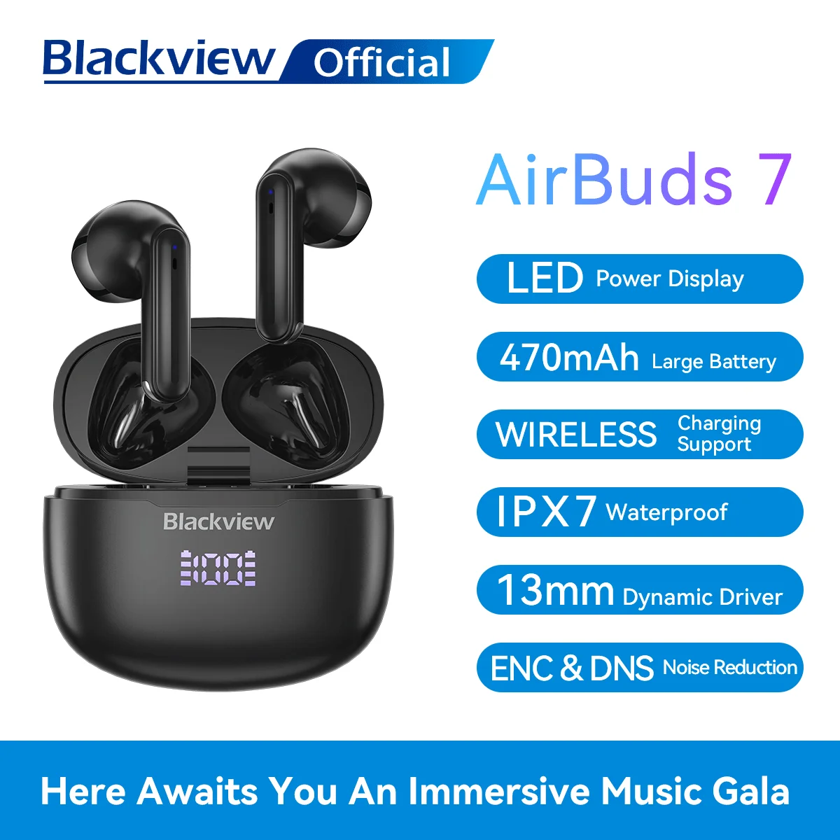 Blackview AirBuds 7 True Wireless Bluetooth Headphones TWS Earphones In Ear with Microphone ...