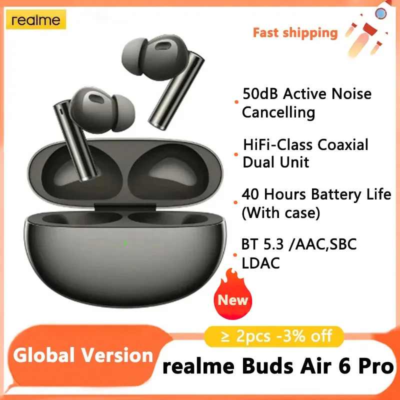 New-realme-Buds-Air-6-Pro-True-Wireless-Earphone-50dB-Deep-Sea-Noise ...