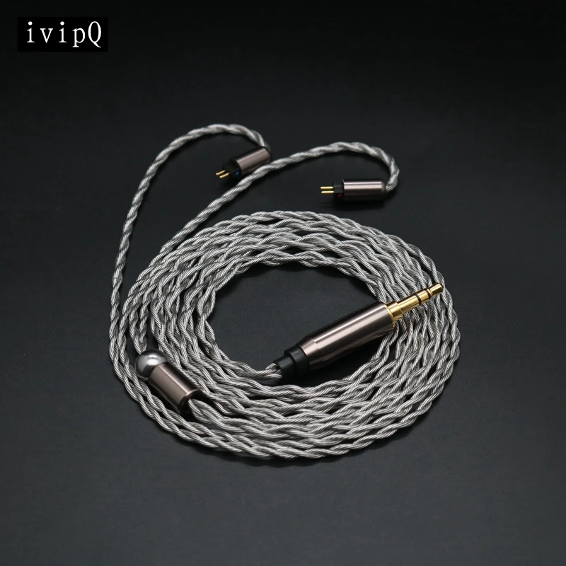 ivipQ 4 Cores Graphene Alloy Silver Plated Wire MMCX 0.78mm 2 PIN QDC TFZ Replacement Earphone ...