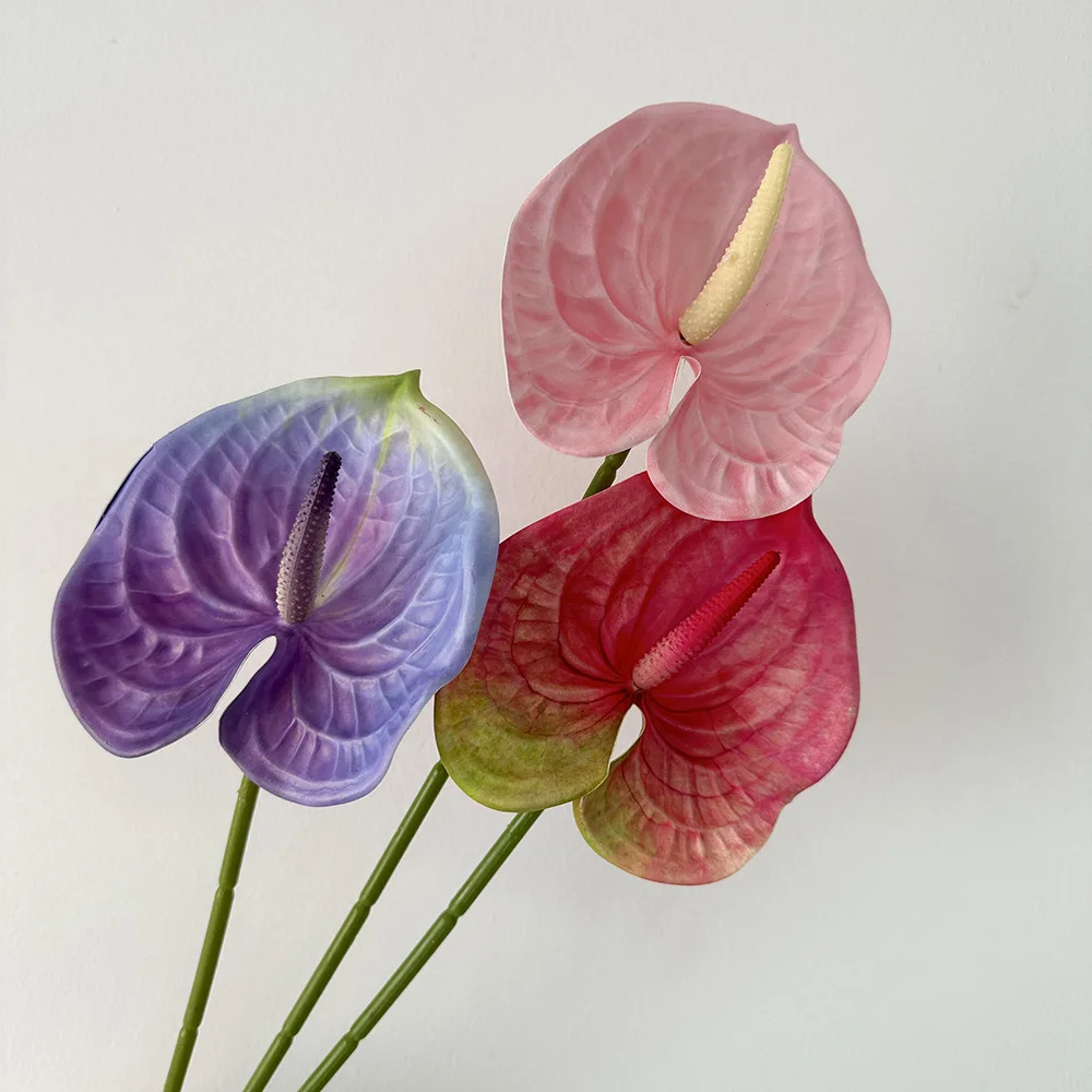 Fleurs artificielles Anthurium réalistes, 5 pièces, pour décoration de ...