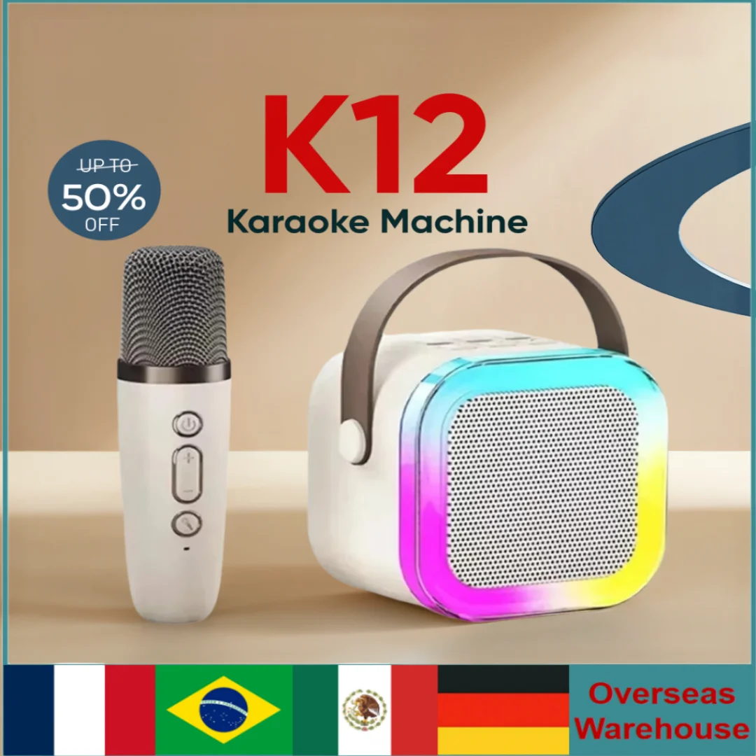 K12-Portable-Karaoke-Speakers-With-1-2-Wireless-Microphones-Bluetooth-Speaker-Home-Family ...