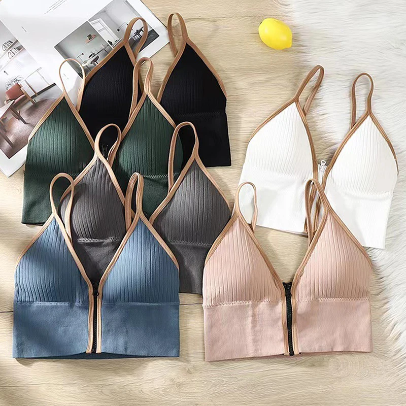 Sexy-Backless-Bra-With-Bra-Pads-For-Women-Morandi-Color-Deep-V-Front ...